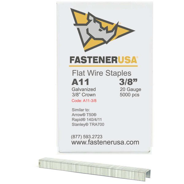 3/8" LEG x 20GA GALV A11/T50 STAPLES 5,000ct | A11-38
