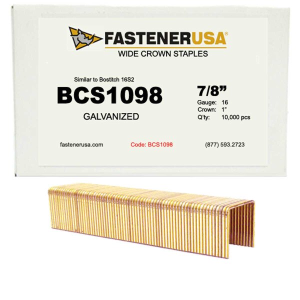 7/8" LEG x WIDE CROWN 16GA GALV 16S2 STAPLES 10,000ct | BCS1098