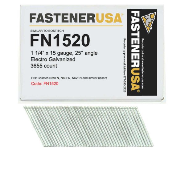 1-1/4" ANGLE FINISH NAILS 15GA GALV 3,655ct | FN1520