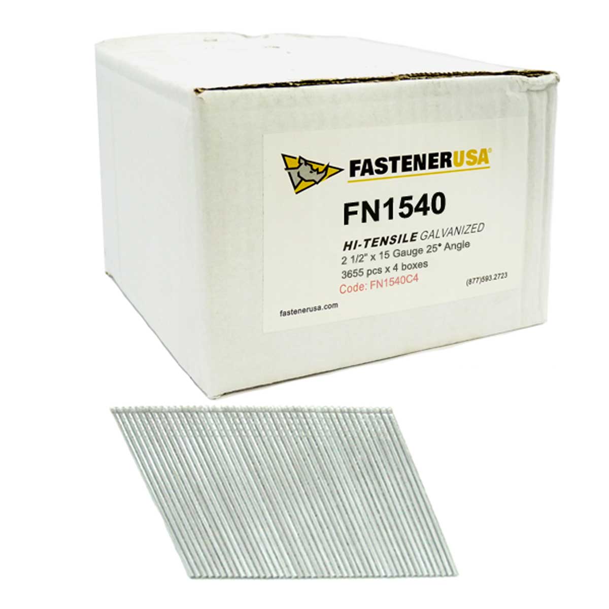 2-1/2" FN1540 ANGLE FINISH NAILS 15 GAUGE GALVANIZED 14.62M Case ...