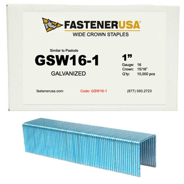 1" LEG x 15/16" CROWN 16GA GALV GSW-16 STAPLES 10,000ct | GSW16-1