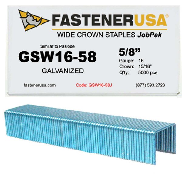 5/8" LEG x 15/16" CROWN 16GA GALV GSW-16 STAPLES 5,000ct | GSW16-58J