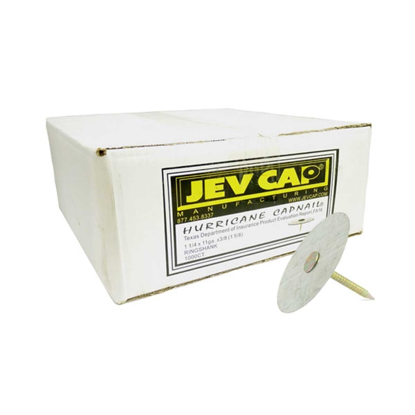 1 1/4" x 11GA RING GALV JEVCAP HURRICANE CAP NAILS 1,000ct | HRC-114