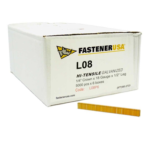 1/2" LEG x 1/4" CROWN 18GA GALVANIZED L08 STAPLES 30M ProPak | FastenerUSA