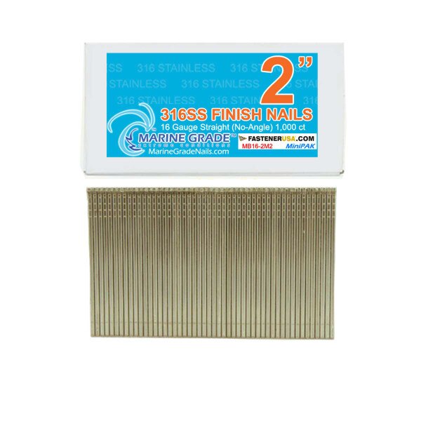 2" FINISH NAILS 16 GAUGE 316 STAINLESS 1M MiniPak | FastenerUSA