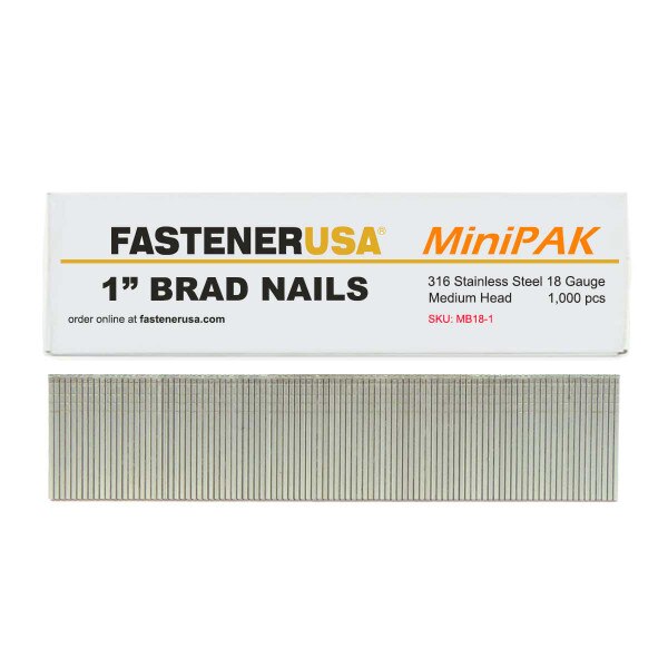 1" BRAD NAILS 18GA 316SS 1,000ct | MB18-1