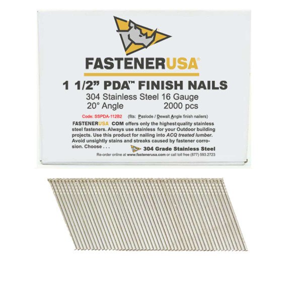1-1/2" ANGLE FINISH NAILS 16 GAUGE 304 STAINLESS STEEL 2M Box | FastenerUSA