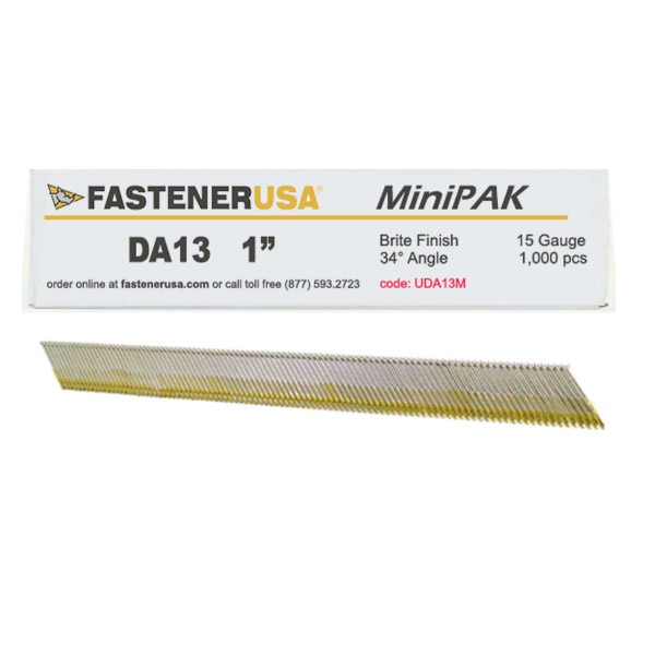1" DA13 ANGLE FINISH NAILS 15GA BRITE 1,000ct | UDA13M