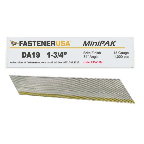 1-3/4" DA19 ANGLE FINISH NAILS 15GA BRITE 1,000ct | UDA19M